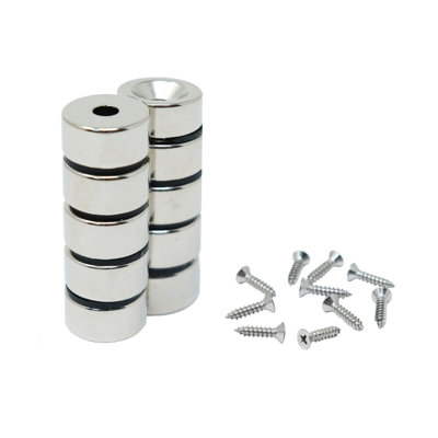 15mm dia x 7.5mm thick Neodymium Countersunk Magnets & Screws - North ...