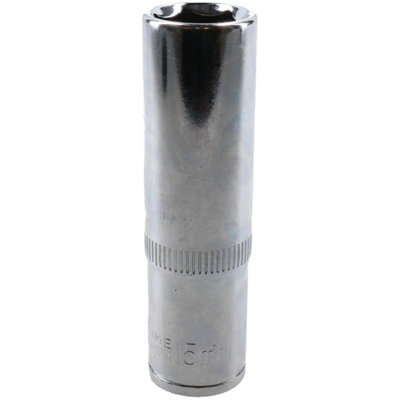 15mm Double Deep 78mm Socket 1/2" Drive Metric 6 Point Chrome Vanadium ...