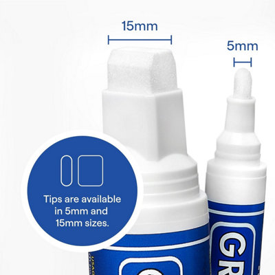 15mm Grout Pen Tile Restorer - Water Resistant, Anti-Mould Grout ...