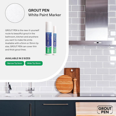 15mm Grout Pen Tile Restorer - Water Resistant, Anti-Mould Grout ...