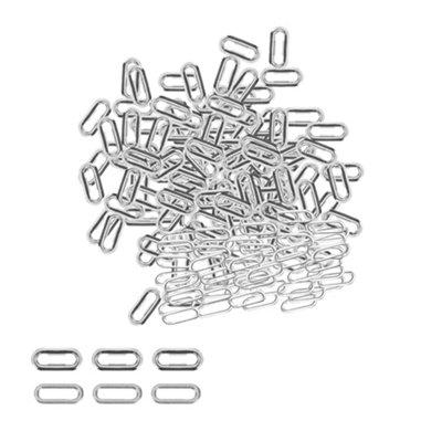 15mm Oval Shape Brass Eyelets with Washers, Silver, 50pcs