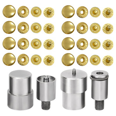 15mm Press Studs with Die Set, 10 Sets Snap Fasteners, Gold