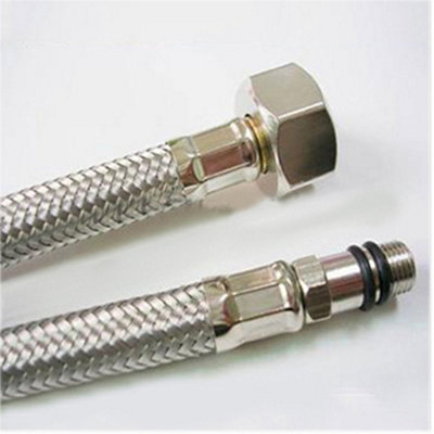 15mm Replacement Hot & Cold Mixer Tap Flexi Tails - Pair (1/2 BSP x 15mm)