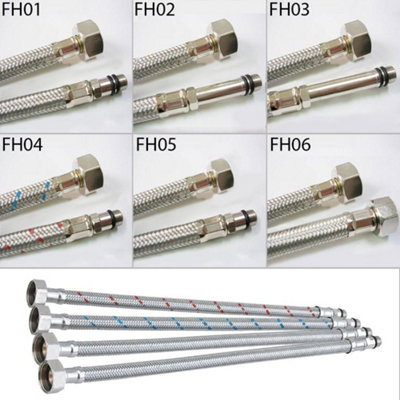 15mm Replacement Hot & Cold Mixer Tap Flexi Tails - Pair (1/2 BSP x 15mm)