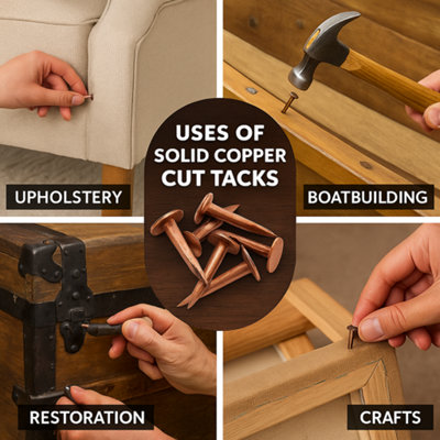 15mm Solid Copper Cut Tacks Flat Head Nails for Upholstery Restoration ...