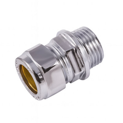 15mm x 1/2" Compression x Male Iron Coupling - Chrome Plated J600CP ...