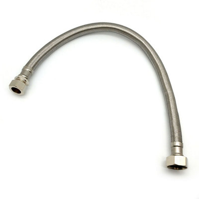 15mm x 1/2" x 30cm x 12mm Bore Flexible Tap Connector - Stainless Steel ...