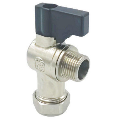 15mm x 3/8" Isolation Valve Flat-Faced Angled With Handle Quarter Turn