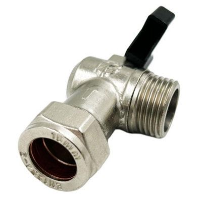 15mm x 3/8" Isolation Valve Flat-Faced Angled With Handle Quarter Turn