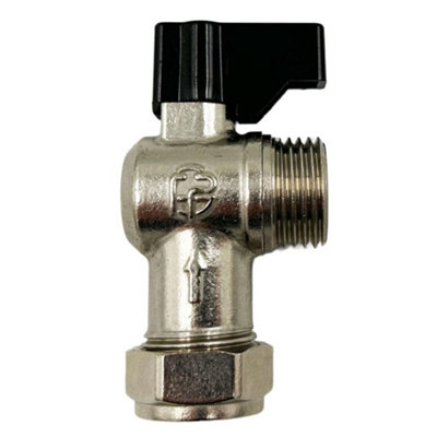 15mm x 3/8" Isolation Valve Flat-Faced Angled With Handle Quarter Turn