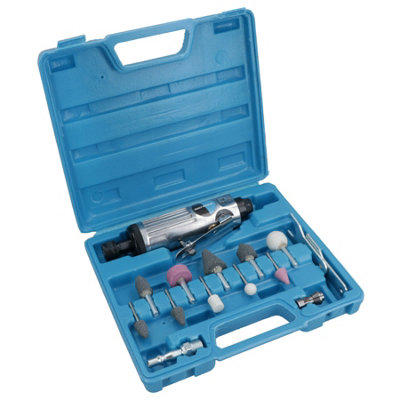 15pc 1/4" Straight Air Die Grinder Buffer and Stone / Accessory Kit