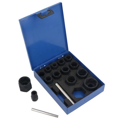 15pc 3/8" 1/2" Dr Bolt Nut Twist Socket Wheel Lock Nut Remover ...