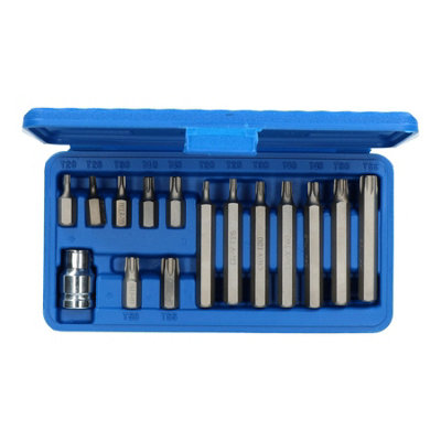 15pc Deep & Shallow Torx Star T20 - T55 Bit Set 1/2" Dr Male 30mm ...