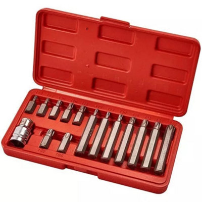 15pc Torque Bit Set In Case Metric Torx Crv Star Drive Storage Diy ...
