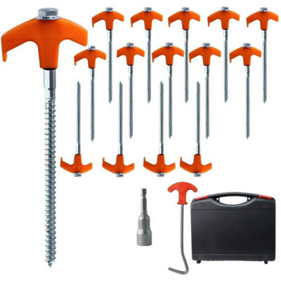 15Pcs Screw-In Heavy Duty Tent Pegs Set Awning Ground Stakes with ...