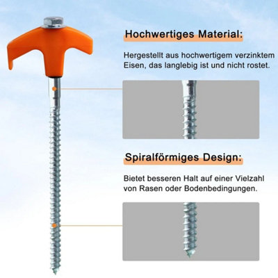 15Pcs Screw-In Heavy Duty Tent Pegs Set Awning Ground Stakes with ...