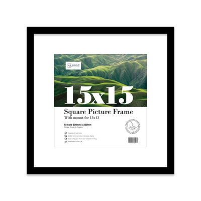 15x15" Black Picture Frame - 15x15" Square Frame with 13x13" Mount for ...
