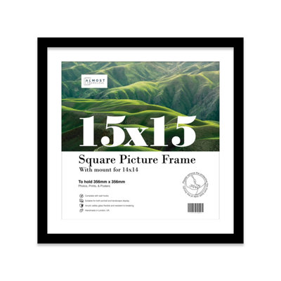 15x15" Black Picture Frame - 15x15" Square Frame with 14x14" Mount for ...