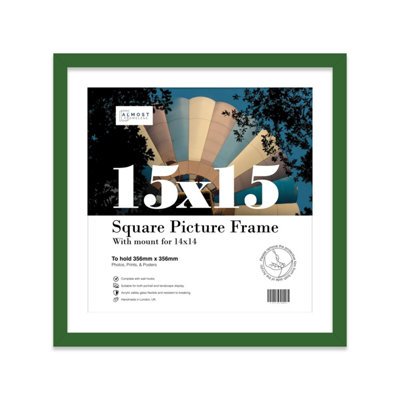 15x15" Green Picture Frame - 15x15" Square Frame with 14x14" Mount for ...