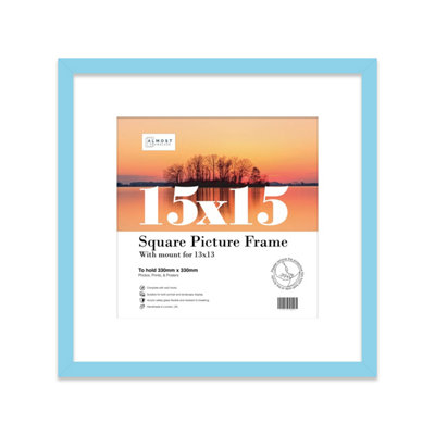 15x15" Light Blue Picture Frame - 15x15" Square Frame with 13x13" Mount ...