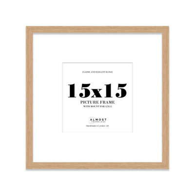 15x15" Oak Picture Frame - 15x15" Square Frame with 12x12" Mount for ...