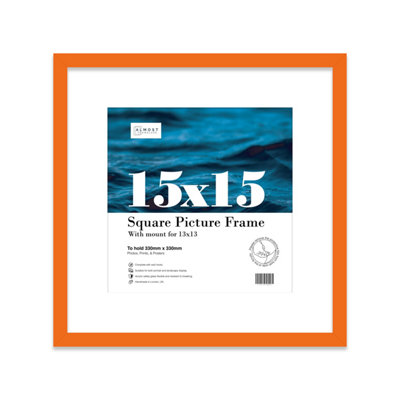 15x15" Orange Picture Frame - 15x15" Square Frame with 13x13" Mount for ...