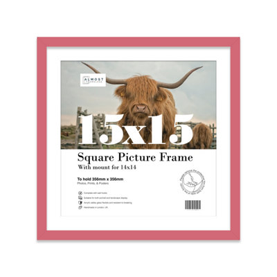 15x15" Pink Picture Frame - 15x15" Square Frame with 14x14" Mount for ...