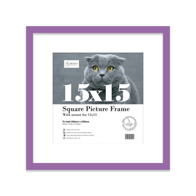 15x15" Purple Picture Frame - 15x15" Square Frame with 13x13" Mount for ...