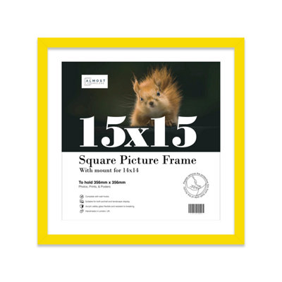 15x15" Yellow Picture Frame - 15x15" Square Frame with 14x14" Mount for ...