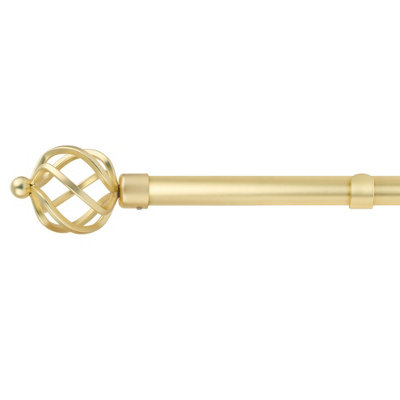 16-19mm Cage Extendable Eyelet Metal Curtain Pole Set Gold 160-300cm