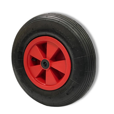 16" (40cm) Wheelbarrow Wheel Pneumatic Tyre, 25mm Bore Roller Bearing ...