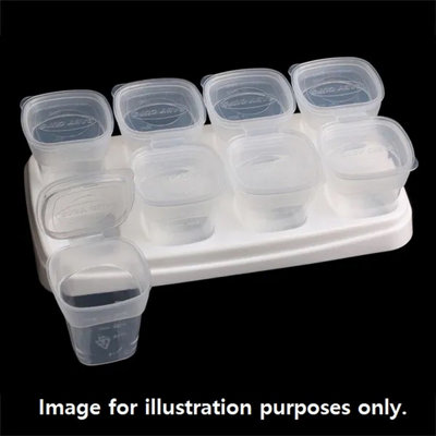 16 Baby Weaning Food Freezer Cubes Storage Pots Containers 70ml and Tray