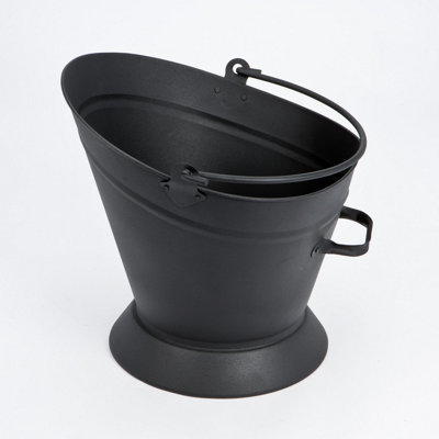 16 Black Waterloo Metal Bucket Traditional Fireplace Ash and Coal ...