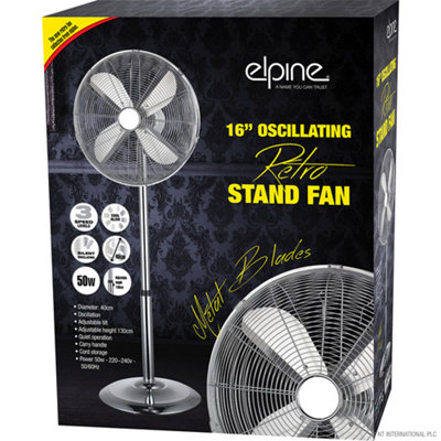16" Chrome Pedestal Oscillating Stand Standing Cooling Fan Home Cool ...