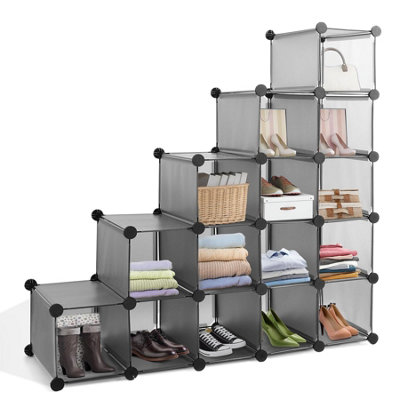 16 Cube Plastic Stackable Shoe Boxes Foldable Design Transparent Boxes ...