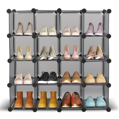 16 Cube Plastic Stackable Shoe Boxes Foldable Design Transparent Boxes ...