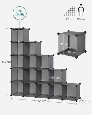 16-Cube Storage Unit, Shoe Rack, DIY Shelving System, Stackable Cubes ...