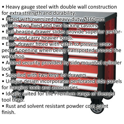 16 Drawer Mobile Workstation with Heavy-Duty Ball Bearing Slides and ...