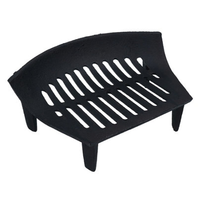 16" Fire Grate For 18" Fireplace Cast Iron Coal Log Black Front Open ...