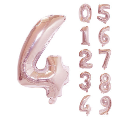 16 Inch Self-Inflating Foil Balloons 4 Number Balloons for Birthdays ...
