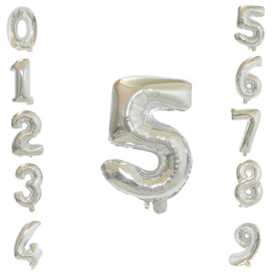 16 Inch Self-Inflating Foil Balloons 5 Number Balloons for Birthdays ...