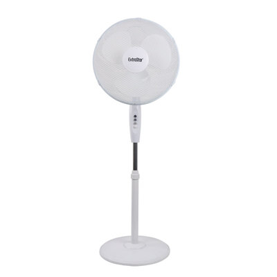 16 inch Stand Fan, 50W, Round Stand, White | DIY at B&Q