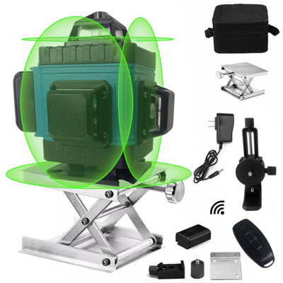 16 Line Laser Level Self Leveling Green Cross Line Rotary Measure Tool Set