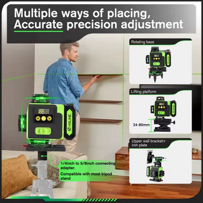16 Lines 4D Laser Level APP Remote Control Rechargeable Self-leveling ...