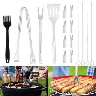 16 PCS Stainless Steel BBQ Tools Set Outdoor Cooking Barbecue Utensil ...
