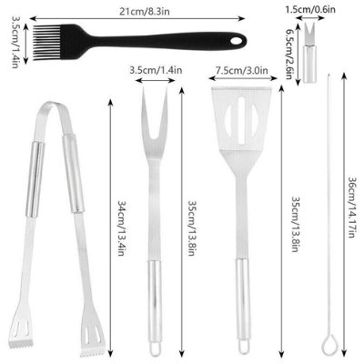 16 PCS STAINLESS STEEL BBQ TOOLS SET OUTDOOR COOKING BARBECUE UTENSIL ...