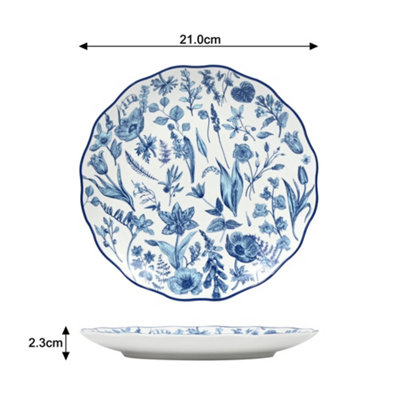16 Piece Blue Floral Dinner Set