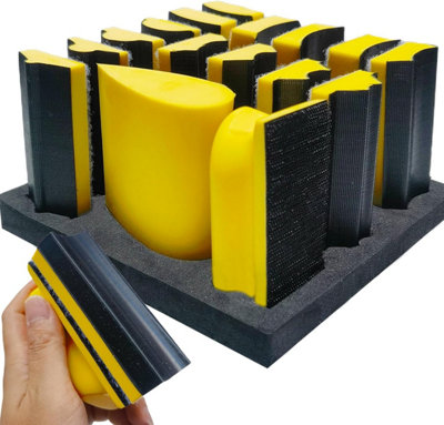 16 Piece Contour Sanding Block Set Hook and Loop Foam Material Hand ...