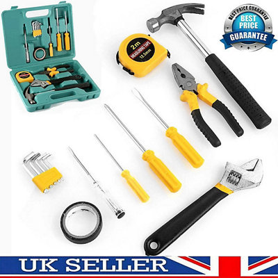 16-Piece DIY Household Tool Kit Basic Home Repair Set with Organiser Box