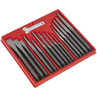16 Piece Durable Steel Punch and Chisel Set with Sharpening Gauge for ...